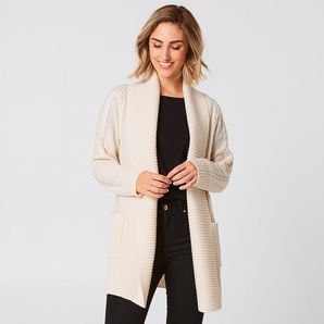 Shawl Collar Cable Knit Cardigan | Target Australia