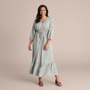 Curve Long Sleeve Check Dress | Target Australia