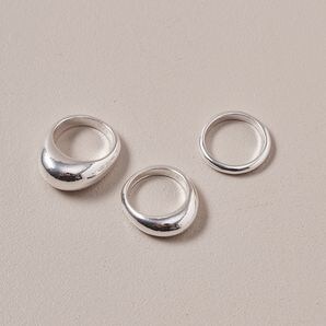3 Pack Chunky Metal Ring Set - Silver | Target Australia