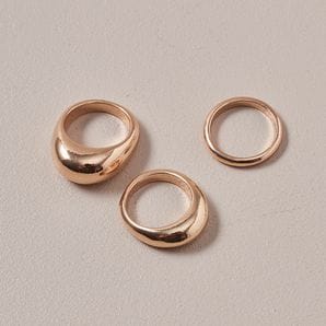 3 Pack Chunky Metal Ring Set - Gold | Target Australia