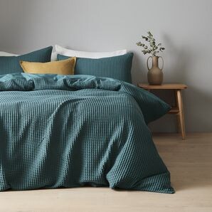 Warner Textured Quilt Cover Set - Teal | Target Australia