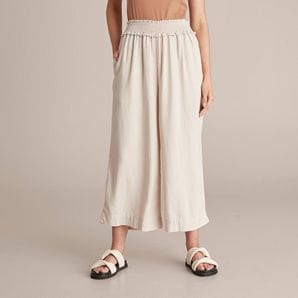 Linen Blend Shirred Wide Leg Pants | Target Australia