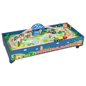 Young Ones 60 Piece Wooden Train Table With Wheels | Target Australia
