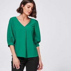 Preview Elbow Length Sleeve Shell Top - Green | Target Australia