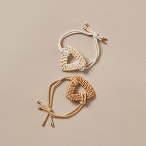 2 Pack Rattan Hair Ties - Natural | Target Australia