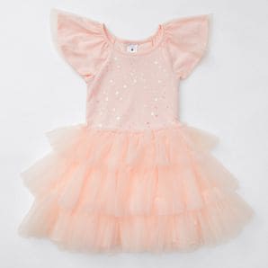 Layered Tulle Flutter Sleeve Dress - Pink | Target Australia