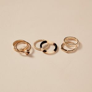 6 Pack Gold Detail Metal Ring Set | Target Australia