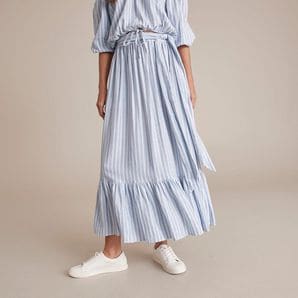 Linen Blend Ruffle Hem Maxi Skirt | Target Australia