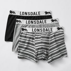 Lonsdale London 3 Pack Trunks - Charcoal Stripe | Target Australia