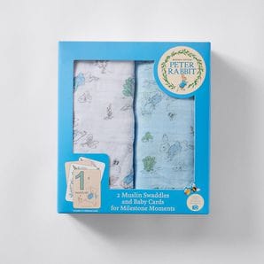 Peter Rabbit 2 Pack Muslin Swaddles and Baby Milestone Cards | Target ...