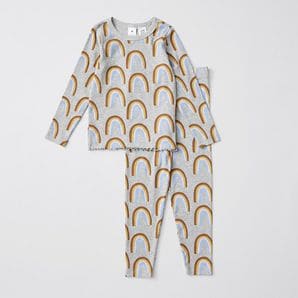 Organic Cotton Ribbed Rainbow Pyjama Set | Target Australia