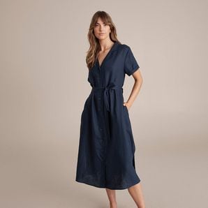 European Linen Maxi Shirt Dress | Target Australia