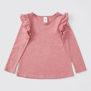 Long Sleeve Frill Shoulder Top - Dusty Pink | Target Australia