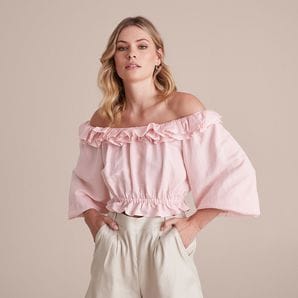 Preview Linen Blend Off The Shoulder Top | Target Australia