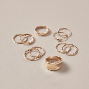 10 Pack Basic Metal Ring Set - Gold | Target Australia