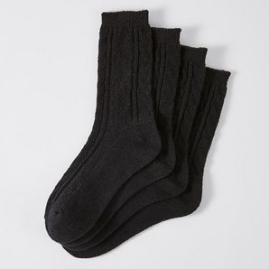 2 Pack Cable Knit Boot Crew Socks - Black | Target Australia