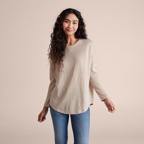 Long Sleeve Linen Blend T-Shirt | Target Australia