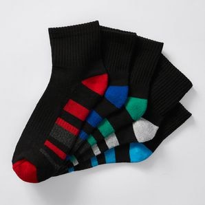 Maxx 5 Pack Quarter Crew Sport Socks - Black Stripe | Target Australia