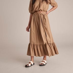 Linen Blend Ruffle Hem Maxi Skirt | Target Australia