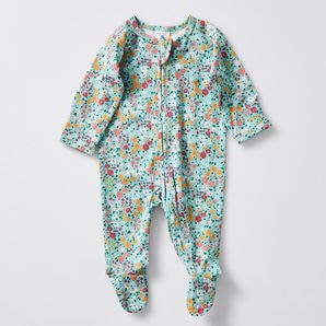 Organic Cotton Floral Coverall - Blue | Target Australia