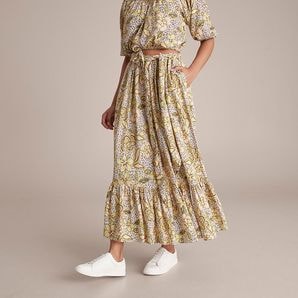 Linen Blend Ruffle Hem Maxi Skirt | Target Australia