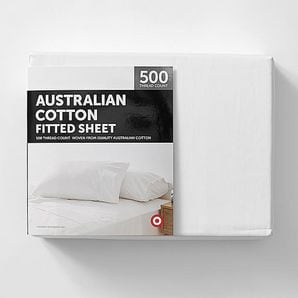 Target 500 Thread Count Australian Cotton Fitted Sheet - White | Target ...