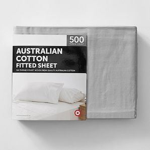 Target 500 Thread Count Australian Cotton Fitted Sheet - Silver ...