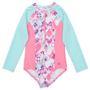 Piping Hot One Piece Long Sleeve Zip Front Bathers | Target Australia