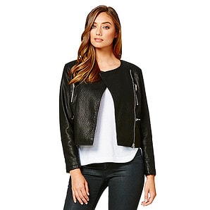 Hammered Leather Look Biker Jacket | Target Australia