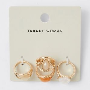 4 Pack Mixed Stone Ring Set | Target Australia