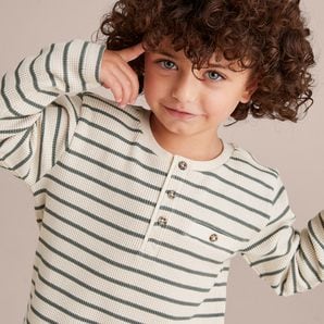 Waffle Long Sleeve Henley Top | Target Australia