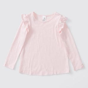 Organic Cotton Long Sleeve Frill Shoulder Top - Pink | Target Australia