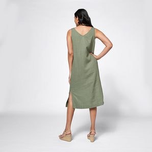 Linen Blend Sleeveless V-Neck Shift Dress | Target Australia