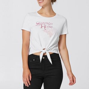 Lily Loves Knot-Front Crop T-Shirt - White | Target Australia