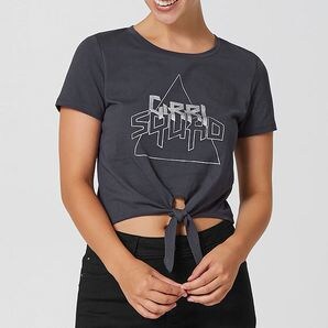 Lily Loves Knot-Front Crop T-Shirt - Grey | Target Australia