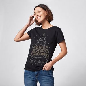Christmas Cotton T-Shirt - Black Crystal Tree | Target Australia