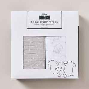 2 Pack Disney Dumbo Bamboo Muslin Wraps | Target Australia