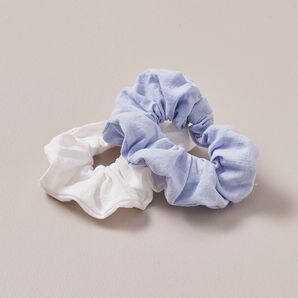 2 Pack Large Linen Scrunchies - Blue/White | Target Australia