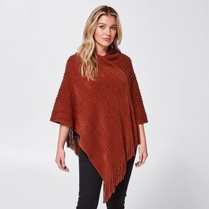 Knitted Poncho - Rust Orange | Target Australia