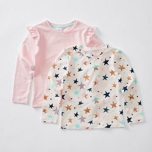2 Pack Long Sleeve Plain & Print T-Shirt | Target Australia