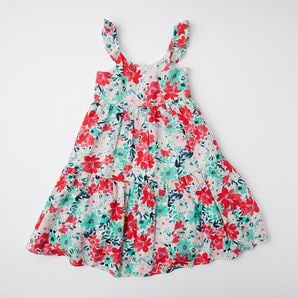 Linen Blend Floral Tiered Dress | Target Australia