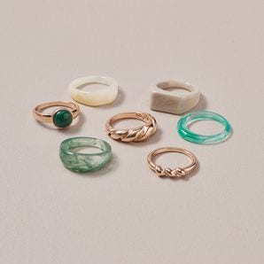 7 Pack Coloured Rings - Green | Target Australia