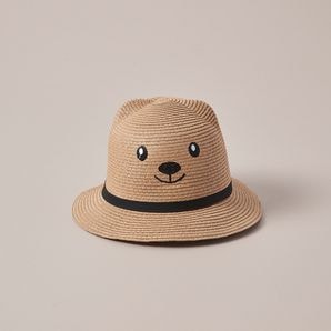 Kids Bear Face Straw Hat | Target Australia