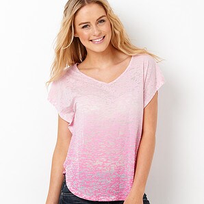 Piping Hot Lace Back V-Neck Tee - Pink Ombre | Target Australia
