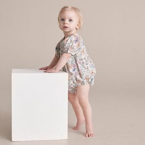 Baby Linen Blend Floral Romper | Target Australia