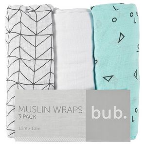 3 Pack Muslin Wraps | Target Australia