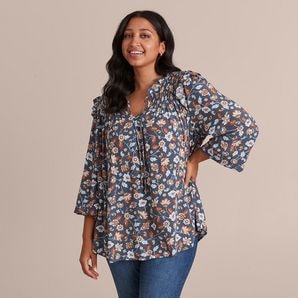 Curve Long Sleeve Print Blouse | Target Australia