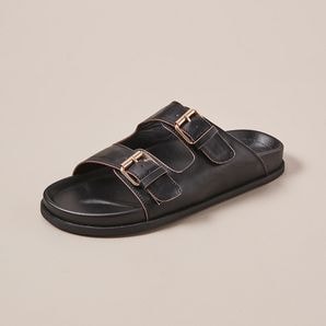 W MADDIE BLACK DOUBLE BUCKLE SLIDE SIZE 6-11 | Target Australia