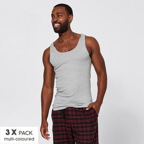Maxx 3 Pack Singlets - White / Grey / Black | Target Australia