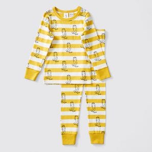 Bunny Print Striped Pyjama Set - Yellow | Target Australia